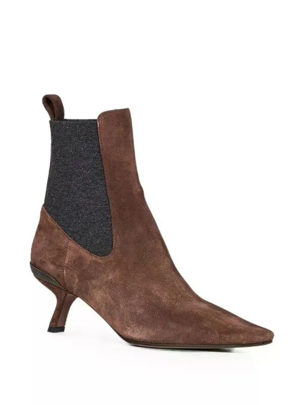 Brunello Cucinelli Monile-embellished Suede Ankle Boots