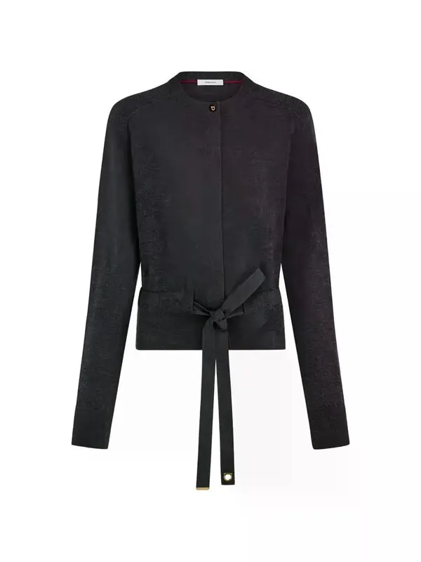 FERRAGAMO Wool Belted Cardigan - Grey