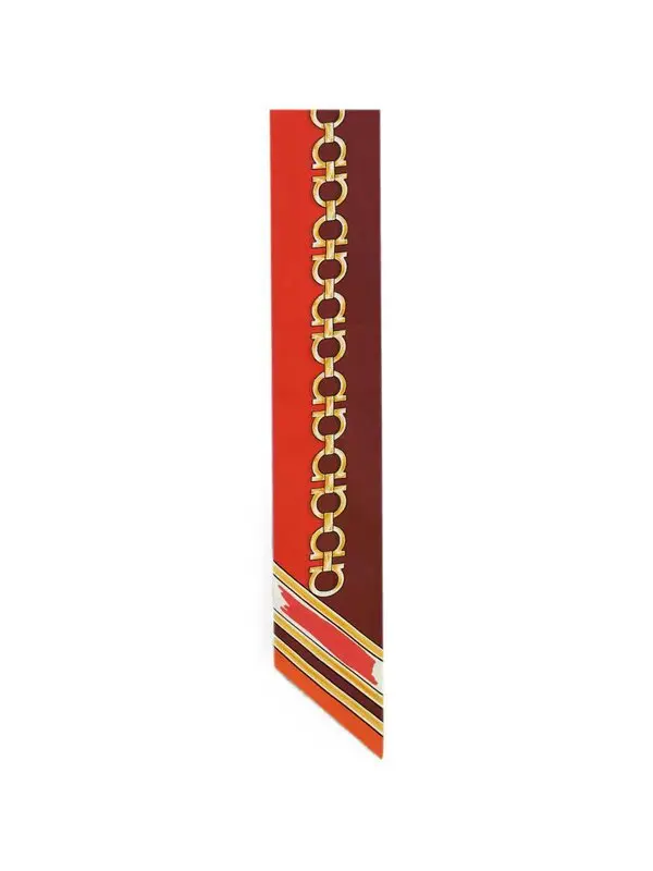 FERRAGAMO Feline-print Bandeau Scarf - Red