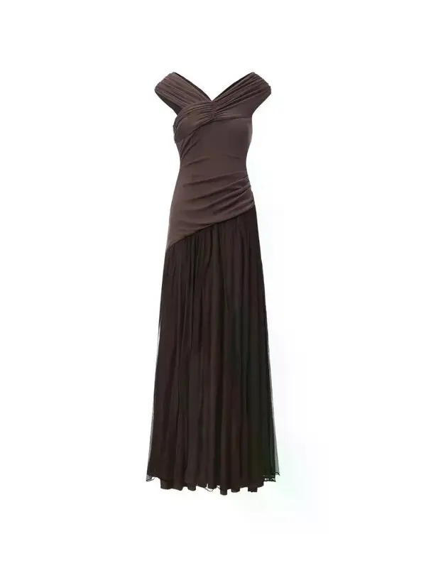 ELYWOOD Off-shoulder Ruched Maxi Dress
