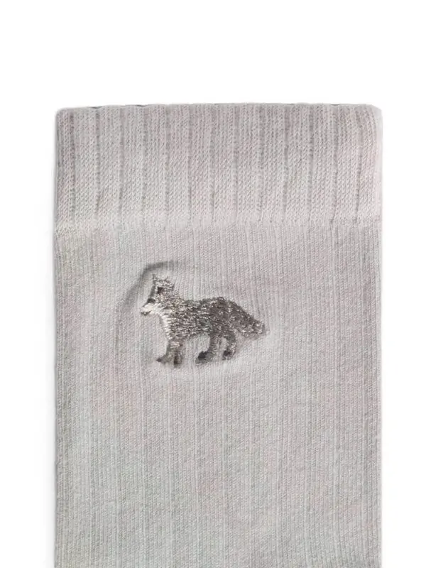 Maison Kitsuné Baby Fox Ribbed Socks - Grey