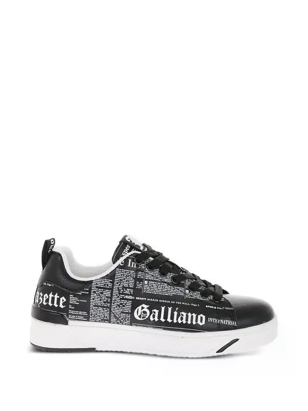 John Galliano Newspaper-print Lace-up Sneakers