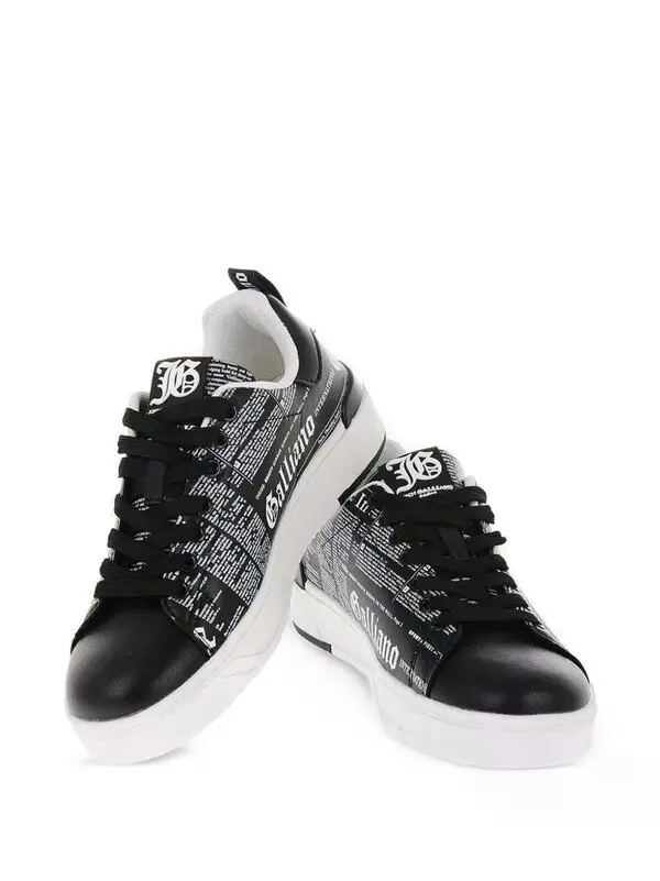John Galliano Newspaper-print Lace-up Sneakers