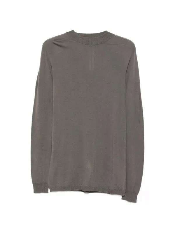 Rick Owens Ribbed Trim Long Sleeve Sweater - Grey
