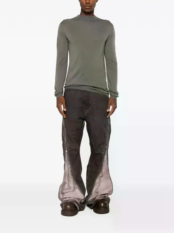 Rick Owens Ribbed Trim Long Sleeve Sweater - Grey