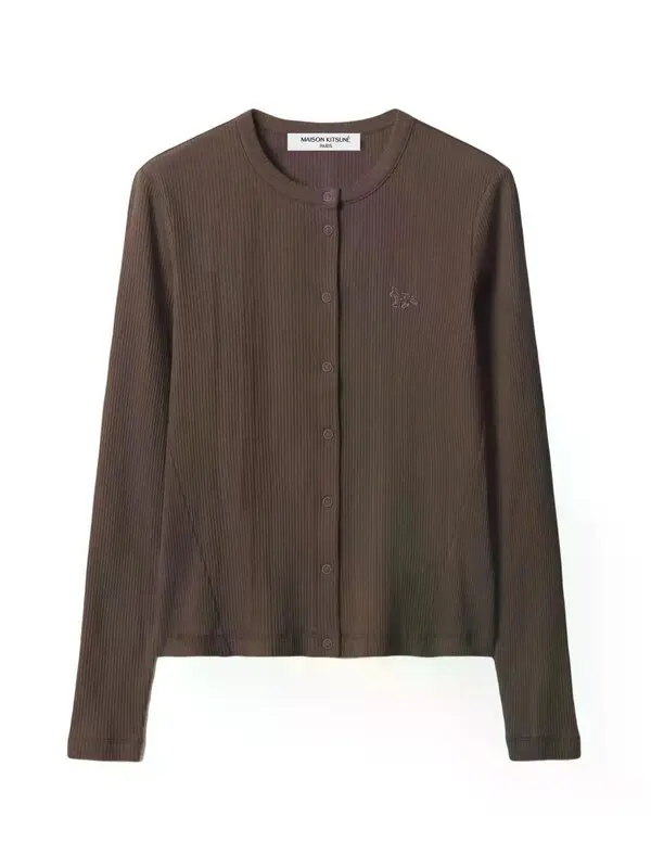Maison Kitsuné Baby Fox Ribbed Knit Cardigan - Brown