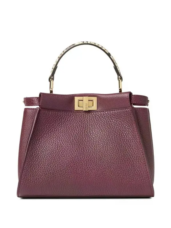 Fendi Peekaboo Mini Burgundy Cuoio Romano Leather Bag