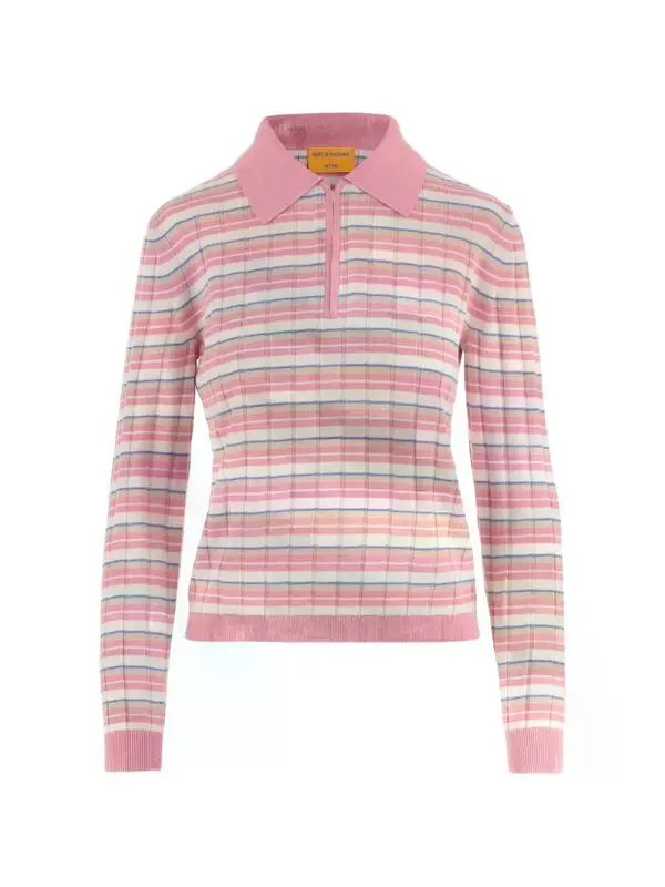 Guest In Residence Striped Zip-neck Sweater