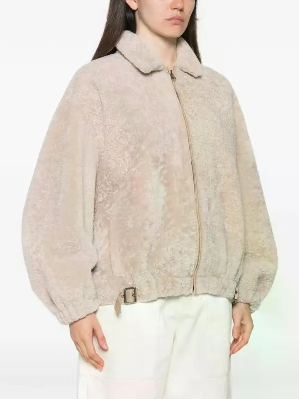 Simonette Ravizza Zip-up Jacket With Side Buckle Detail - Neutrals
