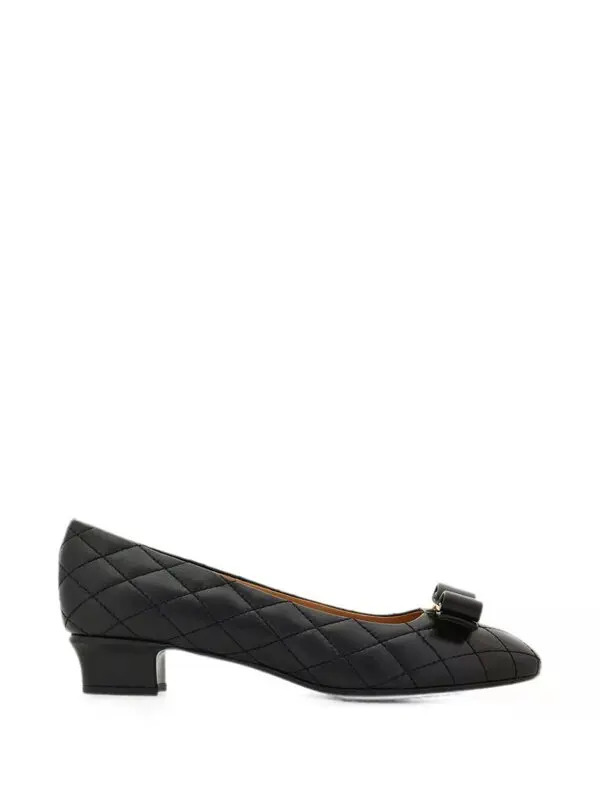 FERRAGAMO Quilted Nappa Leather Vara Bow Pumps