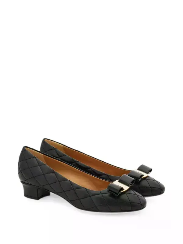 FERRAGAMO Quilted Nappa Leather Vara Bow Pumps