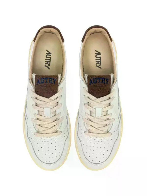 AUTRY Medalist Low Sneakers In Leather And Chocolate-chip Suede - White