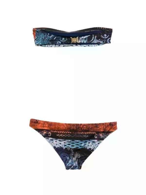 Balmain Abstract Print Bandeau Bikini