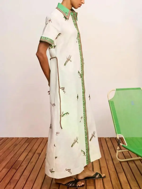 ALEMAIS Wanda Embroidered Shirt Dress