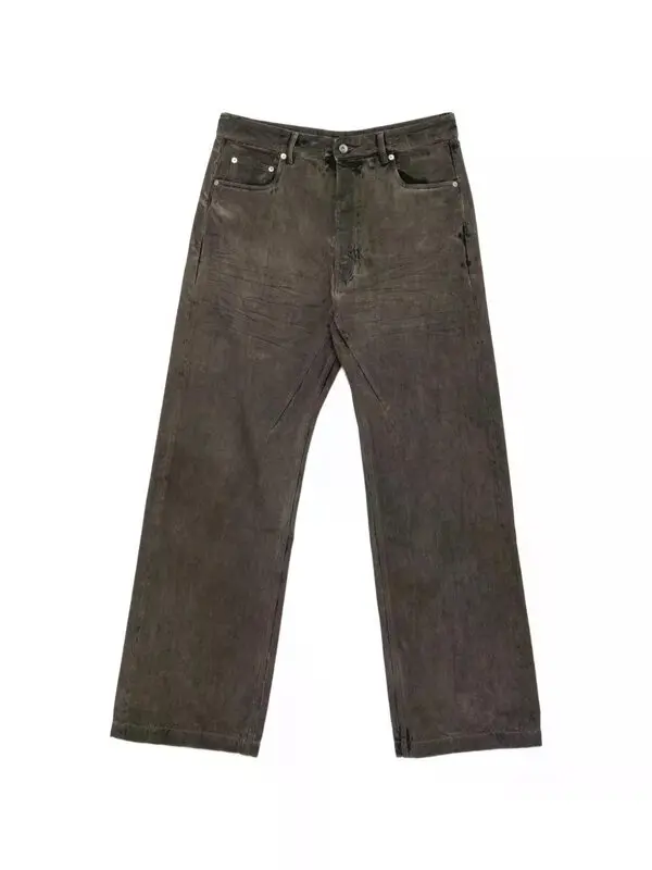 Rick Owens Faded Whiskered Wide Leg Jeans - Grey