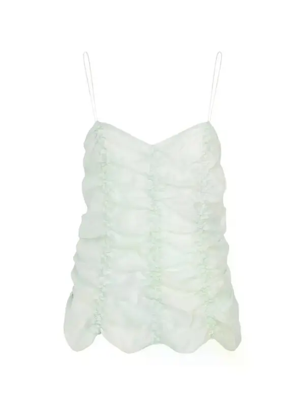 Khaite Inara" Ruched Voile Top - Green