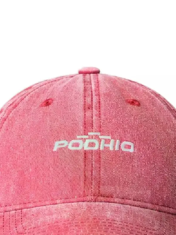 PODHIO Embroidered Washed Baseball Cap - Red