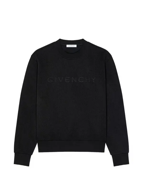 Givenchy Logo-embossed Chevron Pattern Sweater - Black