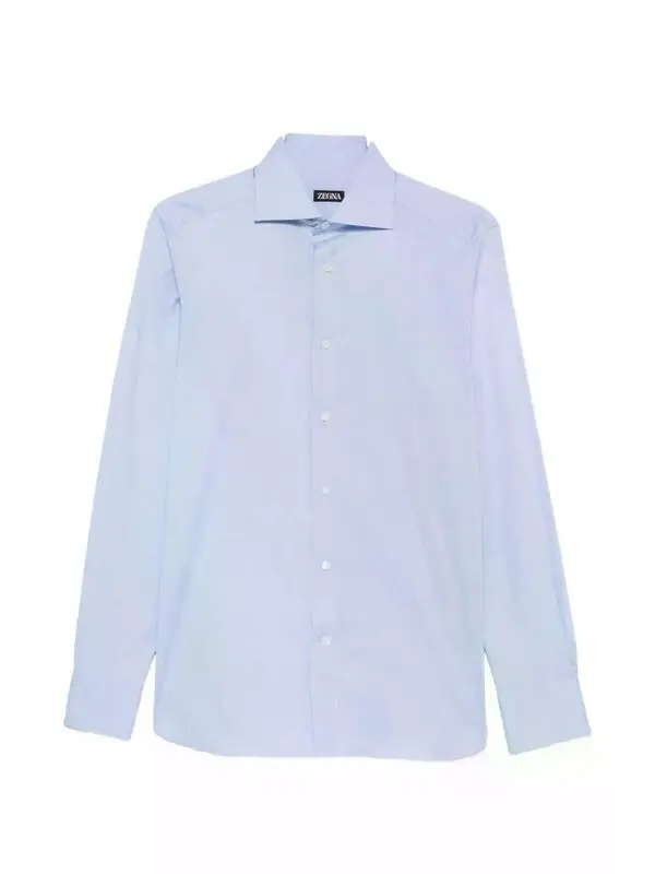 Zegna Spread-collar Long-sleeve Shirt - Blue