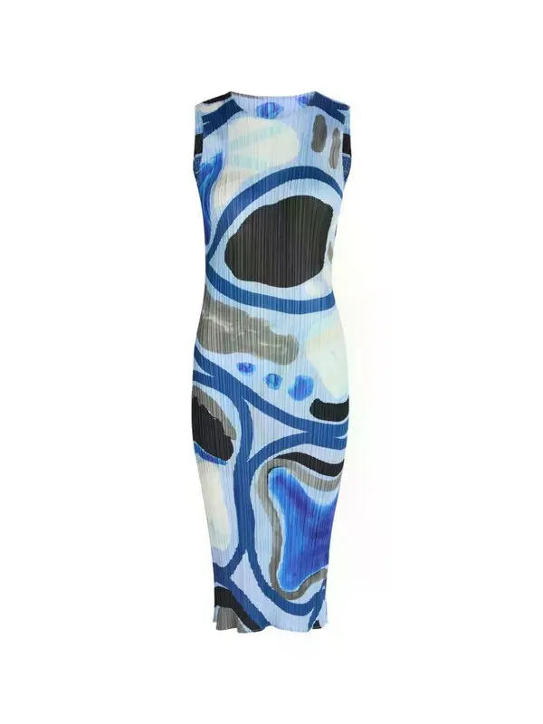 Issey Miyake Roll Abstract-print Midi Dress - Blue