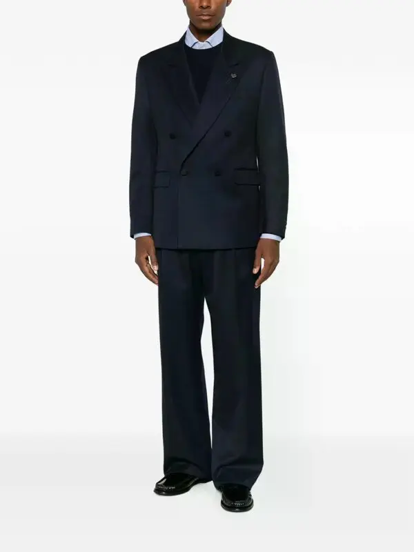LARDINI Double-breasted Peak-lapel Jacket - Blue