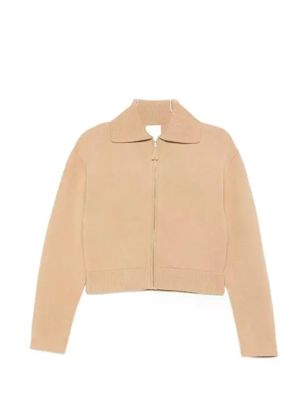 ALLUDE Zip-up Ribbed-trim Cardigan