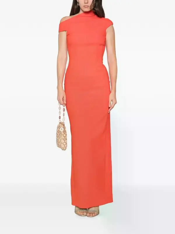 Solace London Arion Asymmetric High-neck Maxi Dress - Orange