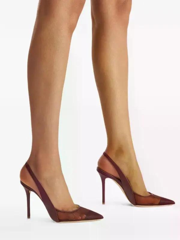 MALONE SOULIERS Arc Mesh-panel Slingback Pumps