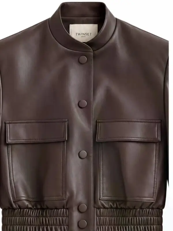 TWINSET Faux-leather Bomber Jacket With Pockets