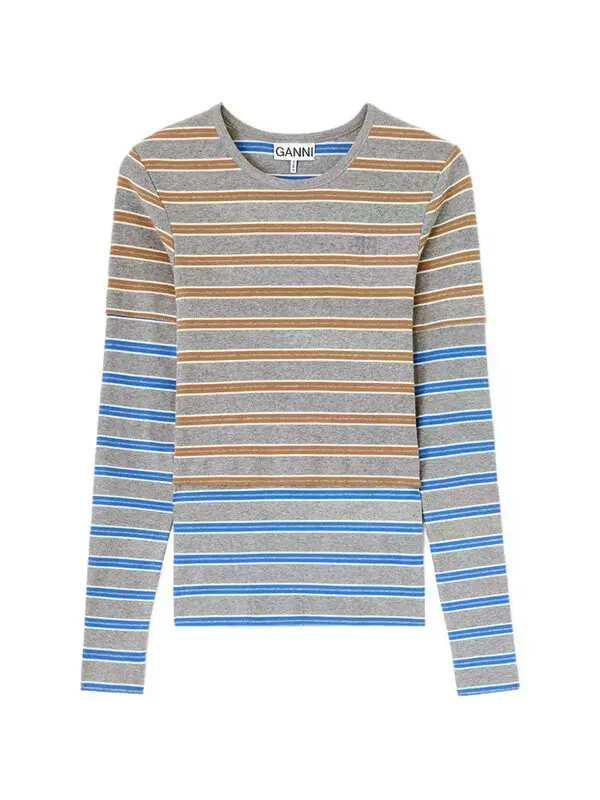 GANNI Long-sleeve Top In Double Stripe