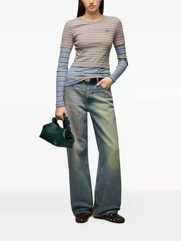 GANNI Long-sleeve Top In Double Stripe