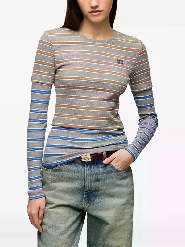 GANNI Long-sleeve Top In Double Stripe
