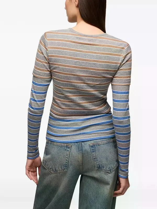 GANNI Long-sleeve Top In Double Stripe