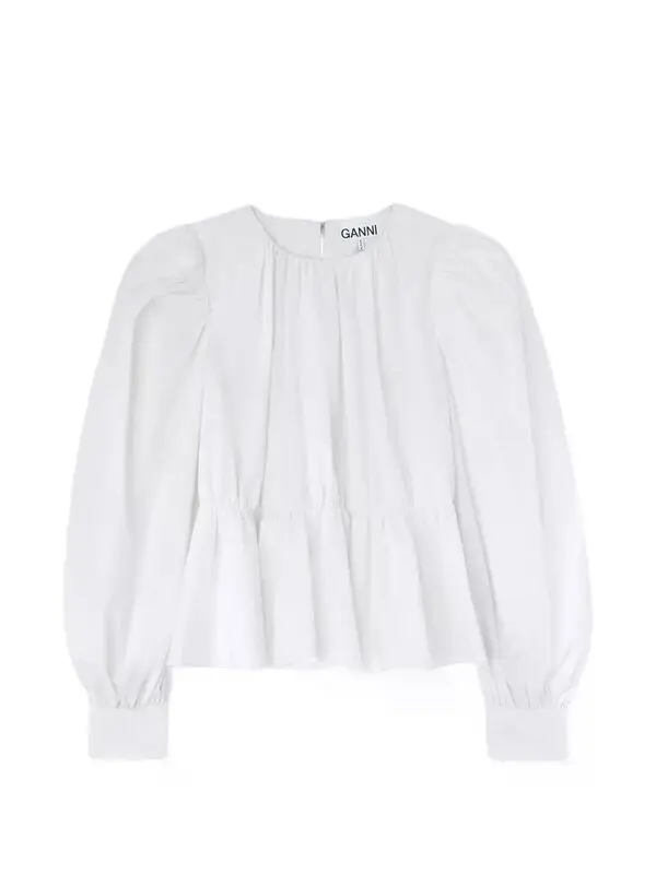 GANNI Blouse In Compact Poplin - White