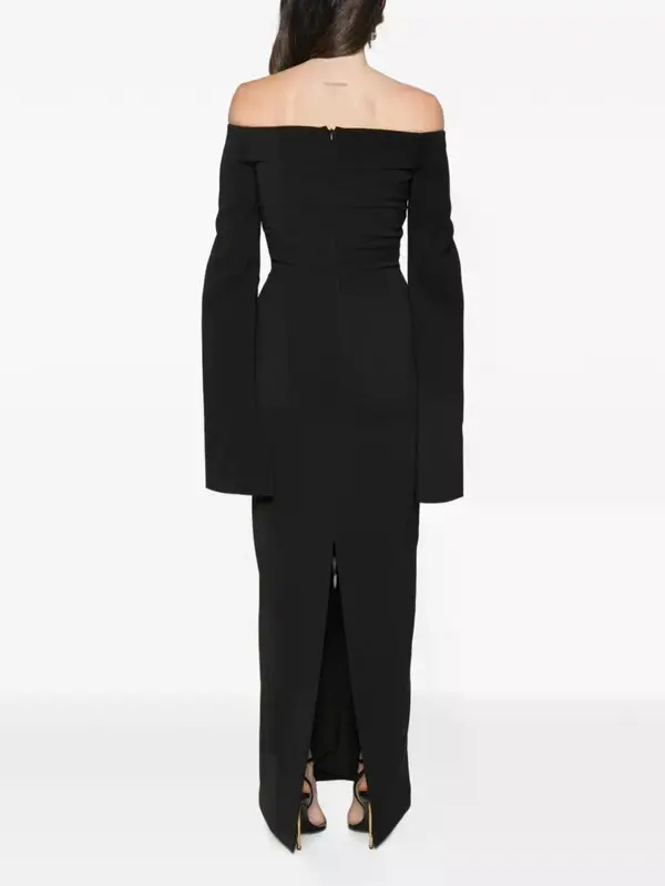 Solace London Marcella Off-shoulder Bell Sleeve Maxi Dress - Black
