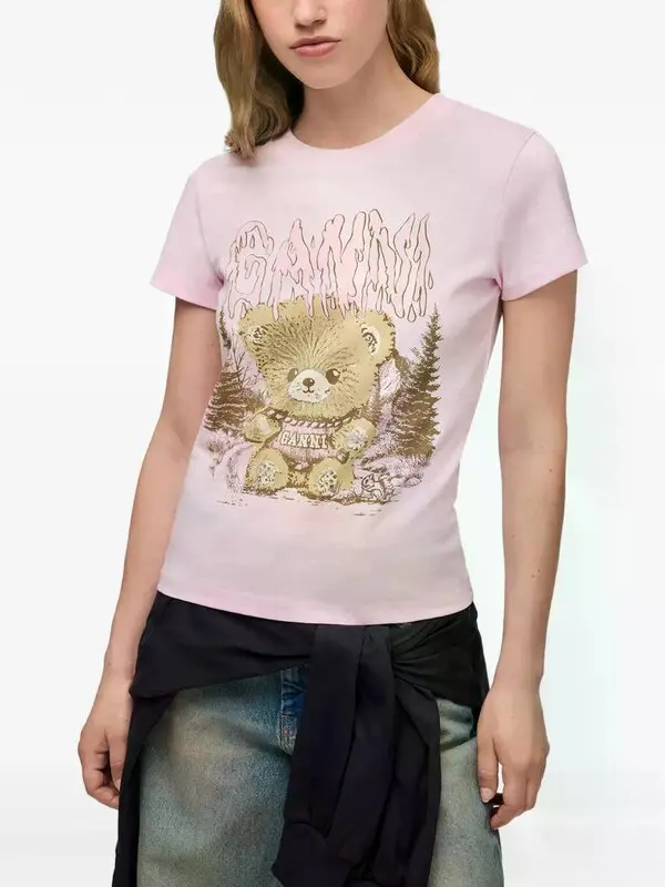 GANNI Baby-fit Forest Teddy Graphic T-shirt