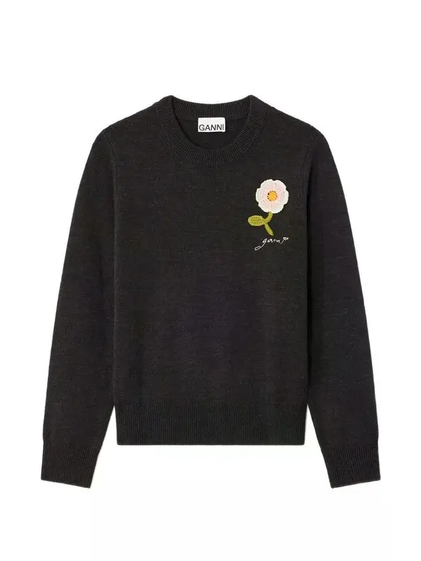 GANNI Jumper With Crochet Flower