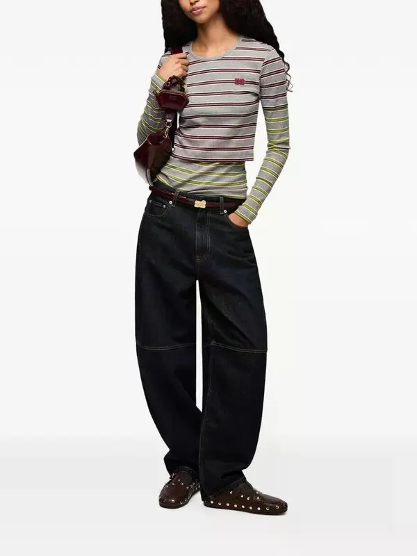 GANNI Long-sleeve Top In Double Stripe