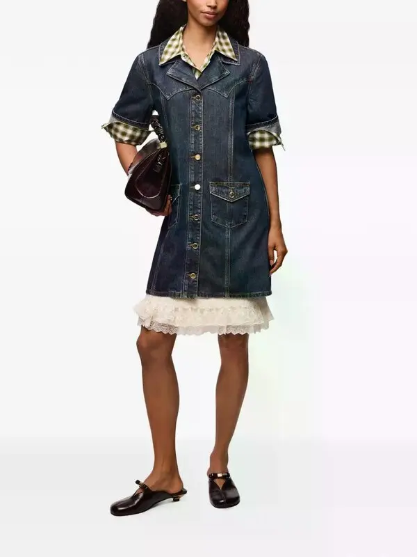 GANNI Mini Dress In Textured Denim