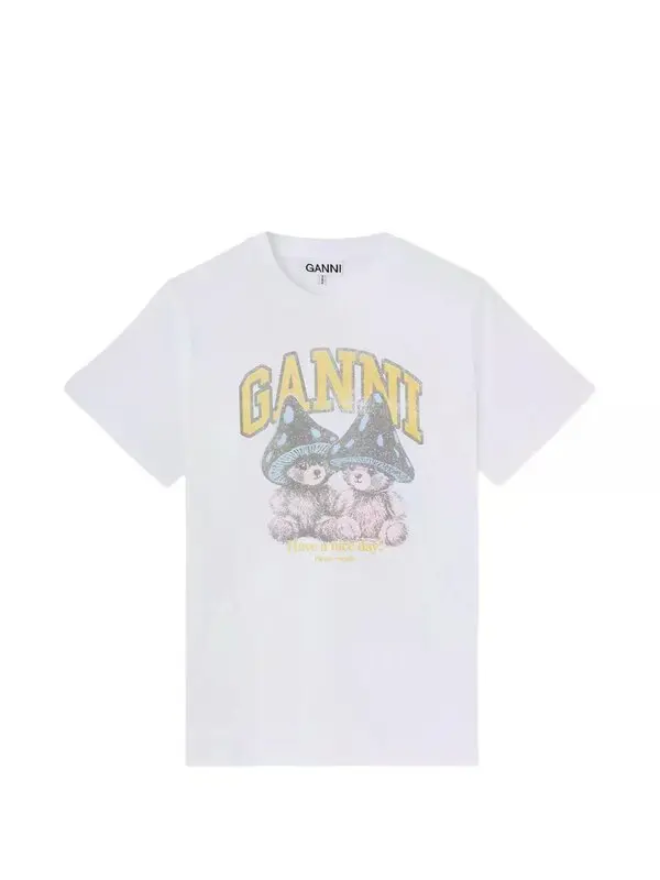 GANNI T-shirt With Mushroom Teddy