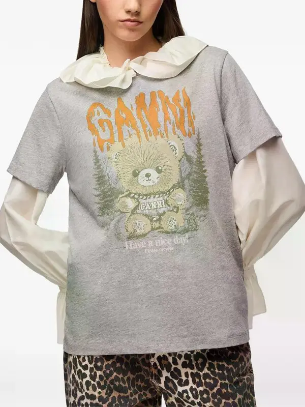 GANNI Forest Teddy" Graphic T-shirt - Grey