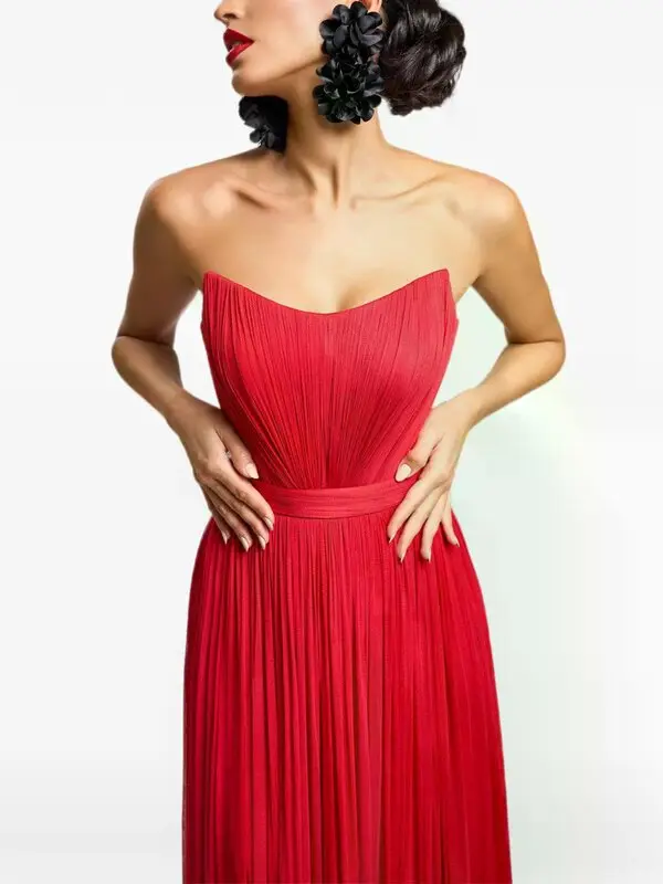 CRISTALLINI Estella Pleated Silk Maxi Dress