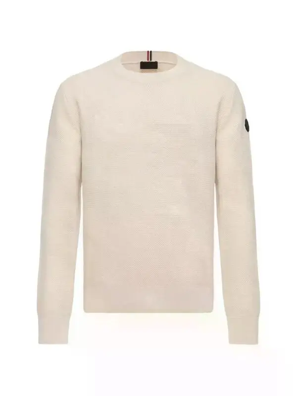 Moncler Logo Patch Waffle-knit Sweater - Neutrals