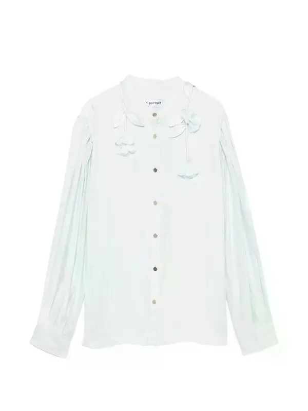 SELF-PORTRAIT Floral-embellished Shirt - Blue