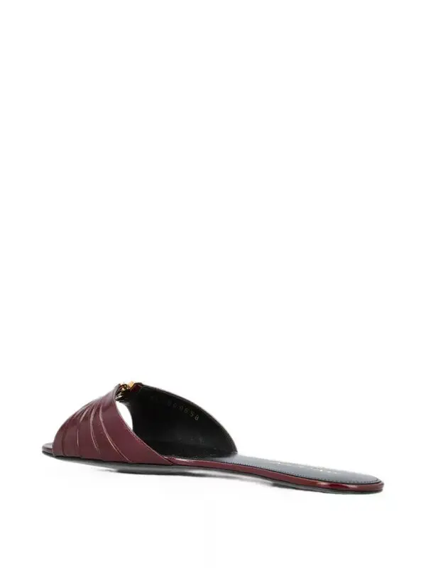 Saint Laurent Babylone Slides In Smooth Leather - Red