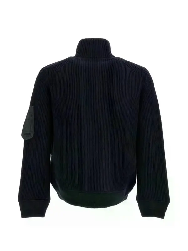 Sacai Ribbed-knit Panelled Cardigan