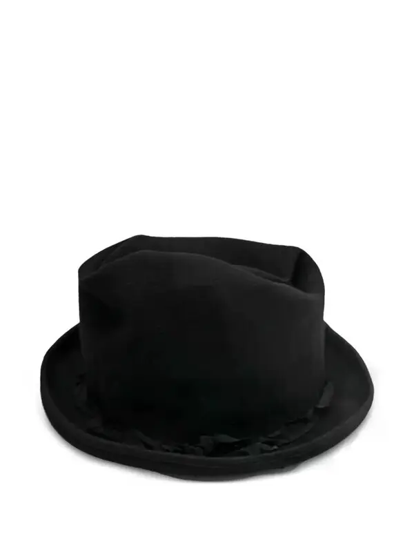 Yohji Yamamoto Ruffled-trim Fedora Hat - Black