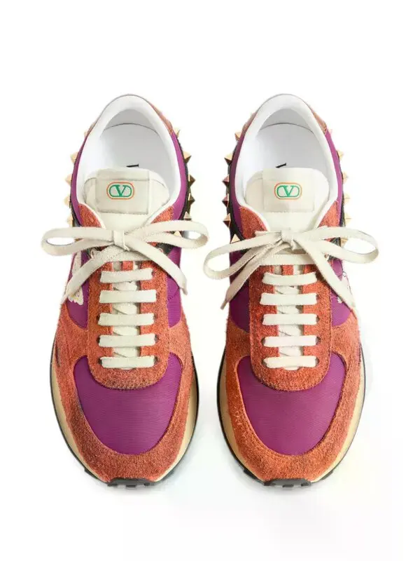 Valentino Garavani Studded Butterfly Embroidered Sneakers - Purple