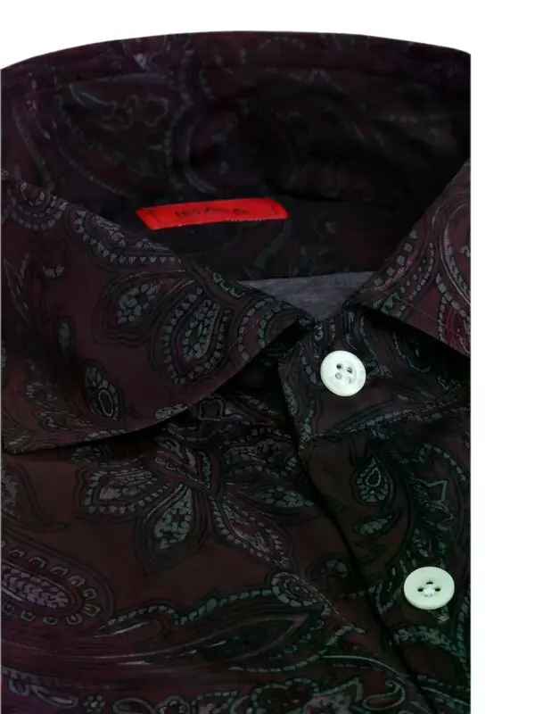 Isaia Paisley-print Cotton Shirt
