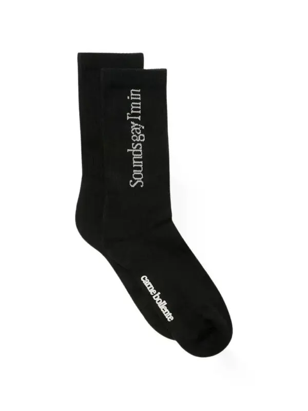 CARNE BOLLENTE Logo-embroidered Ribbed-knit Socks